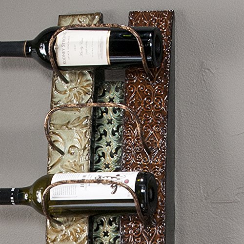 SEI Furniture Adriano Wall Mount Storage Wine Rack, 7.5 x 7.25 x 25 inches, Multicolor