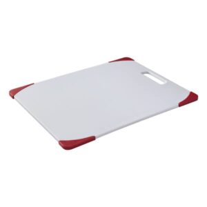 Farberware Nonslip Plastic Cutting Board, 11-Inch-by-14-Inch, White/Red