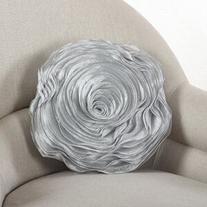 SARO LIFESTYLE Rose Design Throw Pillow, Silver, 16"