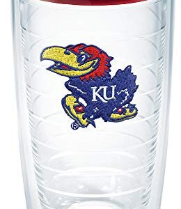 Tervis Kansas Jayhawks Logo Tumbler with Emblem and Red Lid 16oz, Clear