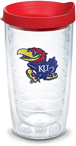 Tervis Kansas Jayhawks Logo Tumbler with Emblem and Red Lid 16oz, Clear