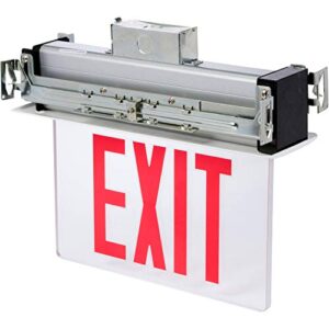 Morris Products LED Exit Sign – Recessed Mount Edge – Red on Clear Panel, White Housing – Compact, Low-Profile Design – Single Sided Legend – Energy Efficient, High Output – 1 Count, (73331)