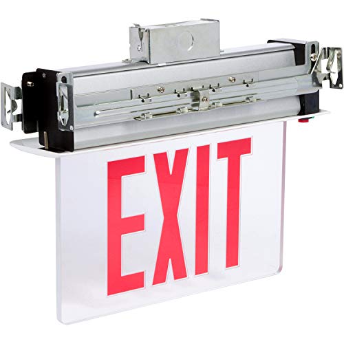 Morris Products LED Exit Sign – Recessed Mount Edge – Red on Clear Panel, White Housing – Compact, Low-Profile Design – Single Sided Legend – Energy Efficient, High Output – 1 Count, (73331)