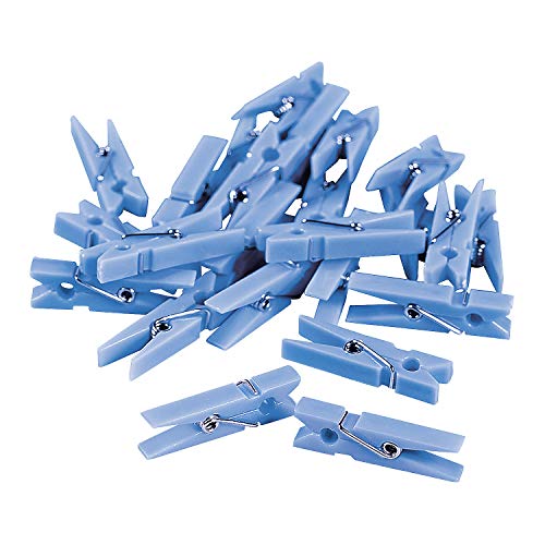 Fun Express Blue Mini Clothes Pins (Bulk Set of 48) Gender Reveal, Baby Shower and Party Favors