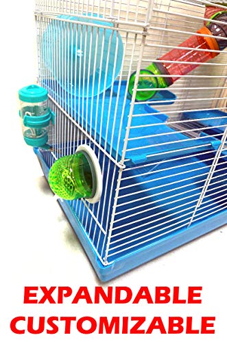 Large 3-Floors Expandable and Customizable Small Animal Critter Cage for Dwarf Syrian Hamster Habitat Rodent Gerbil Rat Mouse Mice