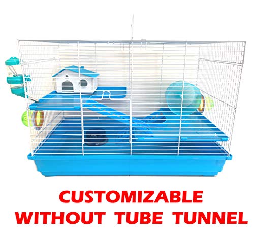 Large 3-Floors Expandable and Customizable Small Animal Critter Cage for Dwarf Syrian Hamster Habitat Rodent Gerbil Rat Mouse Mice