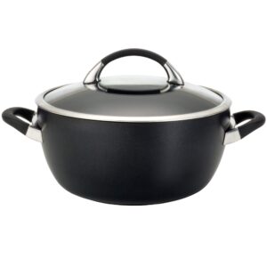 circulon symmetry hard anodized nonstick casserole dish/casserole pan with lid - 5.5 quart, black