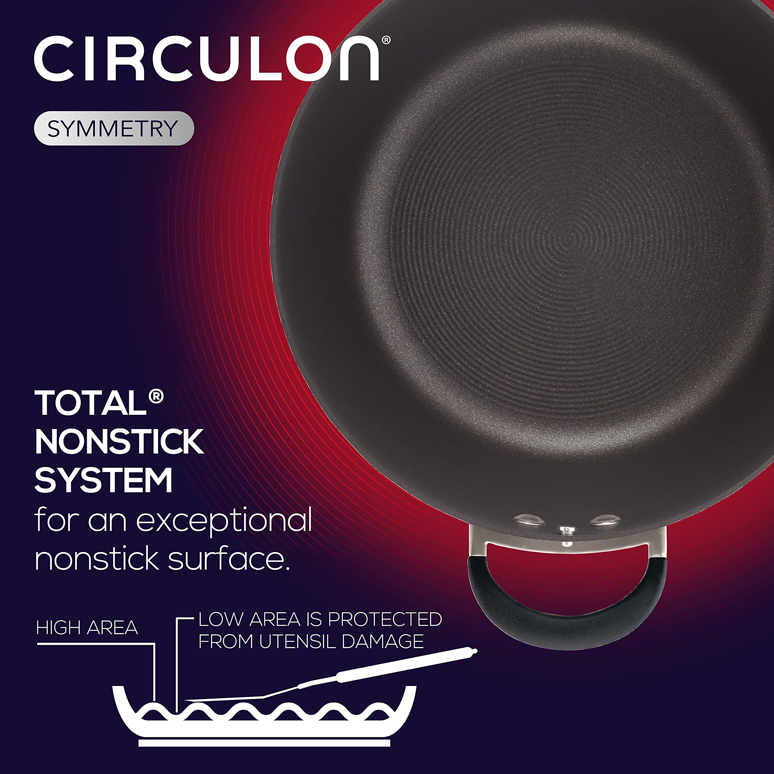 Circulon Symmetry Hard Anodized Nonstick Casserole Dish/Casserole Pan with Lid - 5.5 Quart, Black