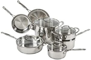 cuisinart 11-piece cookware set, chef's classic stainless steel collection 77-11g