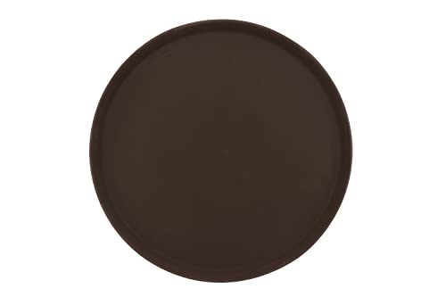 G.E.T. NS-1600-BR BPA-Free Non-Slip Plastic Round Serving Tray, 16", Brown