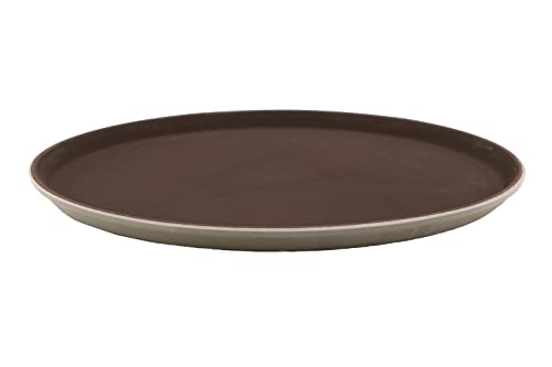 G.E.T. NS-1600-BR BPA-Free Non-Slip Plastic Round Serving Tray, 16", Brown