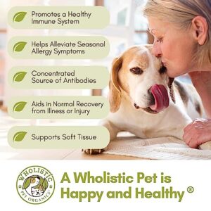 Wholistic Pet Organics: Bovine Colostrum Powder for Dogs and Cat Organic Dog Immune Supplement for Allergy and Itch Relief Colostrum for Puppies Allergy Medication for Dogs (2 oz)