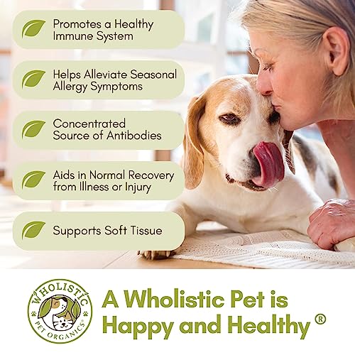 Wholistic Pet Organics: Bovine Colostrum Powder for Dogs and Cat Organic Dog Immune Supplement for Allergy and Itch Relief Colostrum for Puppies Allergy Medication for Dogs (2 oz)