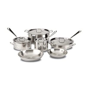 all-clad d3 3-ply stainless steel cookware set 10 piece induction oven broil safe 600f pots and pans