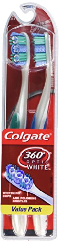 Colgate 360° Optic ning Toothbrush, Soft, White, 2 Count