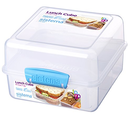 Sistema To Go Collection Lunch Cube Compact Food Storage Container, 5.9 Cup, Color Varies | Great for Meal Prep | BPA Free, Reusable