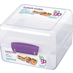 Sistema To Go Collection Lunch Cube Compact Food Storage Container, 5.9 Cup, Color Varies | Great for Meal Prep | BPA Free, Reusable