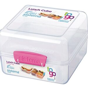 Sistema To Go Collection Lunch Cube Compact Food Storage Container, 5.9 Cup, Color Varies | Great for Meal Prep | BPA Free, Reusable