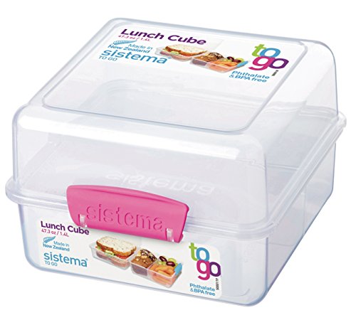 Sistema To Go Collection Lunch Cube Compact Food Storage Container, 5.9 Cup, Color Varies | Great for Meal Prep | BPA Free, Reusable