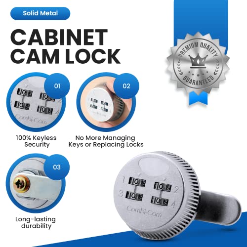 Combi-Cam 7803S FJM Security 4-Dial Combination Cabinet Lock, 1 Pack, Chrome