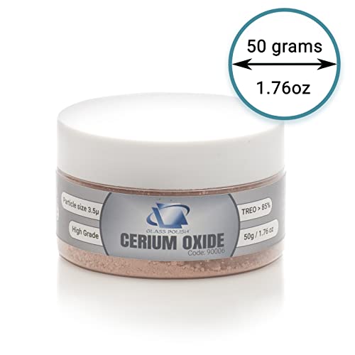 GLASS POLISH 90006 Cerium Oxide High Grade Glass Polishing Powder - TREO 85% - 3.5 microns - 1.76 Oz