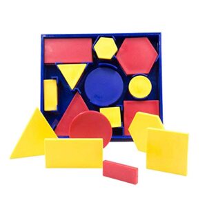 hand2mind plastic jumbo attribute blocks student kit, geometry set, preschool learning, manipulatives for preschool, montessori math, home schooling materials pre-k (set of 60 blocks)