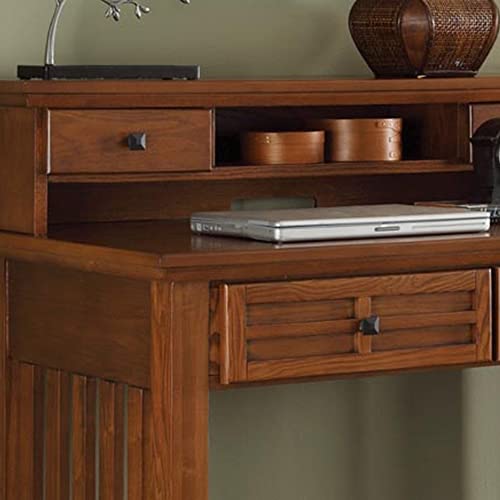 Home Styles Arts and Crafts Cottage Oak Student Desk and Hutch with Cable Access, Two Drawers, and Open Shelf