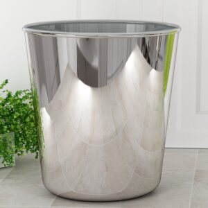 nu steel Decorative Stainless Steel Small Trash Can Wastebasket, Garbage Container Bin for Bathrooms, Powder Rooms, Kitchens, Home Offices Gloss Offices-Shiny-11 qt, Under 5 Gallons, Shiny Mirror