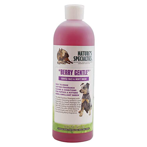 Nature's Specialties Berry Gentle Ultra Concentrated Face and Body Wash for Pets, Makes up to 2 Gallons, Natural Choice for Professional Groomers, Gently Cleanses The Skin and Coat, Made in USA, 16 oz