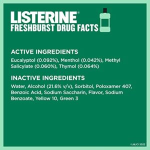 Listerine Freshburst Antiseptic Mouthwash for Bad Breath, Kills 99% of Germs That Cause Bad Breath & Fight Plaque & Gingivitis, ADA Accepted Mouthwash, Spearmint, 1 L