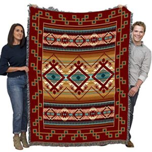 Pure Country Weavers Las Cruces Teal Blanket - Southwest Native American Inspired - Gift Tapestry Throw Woven from Cotton - Made in The USA (72x54)