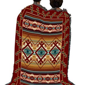 Pure Country Weavers Las Cruces Teal Blanket - Southwest Native American Inspired - Gift Tapestry Throw Woven from Cotton - Made in The USA (72x54)