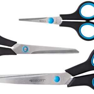 Westcott Easy Grip Soft Grip Scissor - Black/Blue (Set of 3)