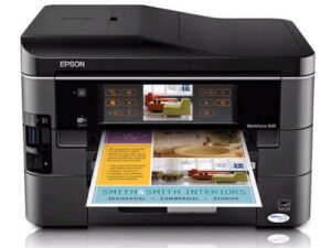 epson workforce 845 wireless all-in-one color inkjet printer, copier, scanner, fax, ios/tablet/smartphone/airprint compatible (c11cb92201)