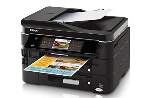 Epson WorkForce 845 Wireless All-in-One Color Inkjet Printer, Copier, Scanner, Fax, iOS/Tablet/Smartphone/AirPrint Compatible (C11CB92201)