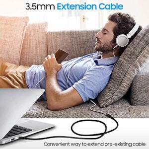 Cmple - Headphone Extension Cable, 3.5mm Jack Extension Male to Female Stereo Audio Adapter Cord, 1/8 TRS Aux Extender Cable - 6 Inches, Black