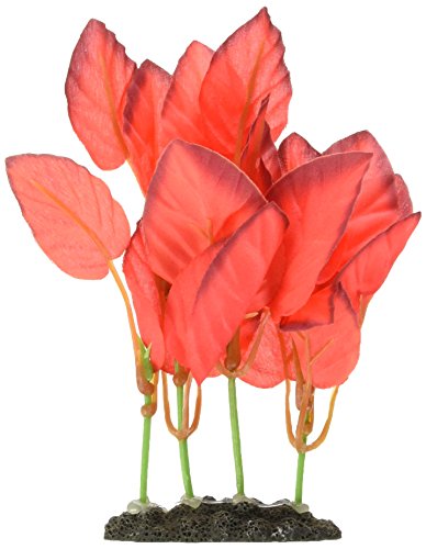 Marina Naturals Red Foreground Silk Plant – Fish Tank Decoration Mimics Live Aquarium Plants Red Small