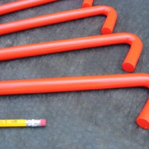 A 24 Pack of Steel Hook Stakes.18" long.Coated with Safety Orange Enamel