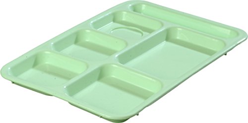 Carlisle FoodService Products P614R09 Right-Hand 6-Compartment Polypropylene Tray, 10" x 14", Green