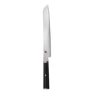 miyabi kaizen bread knife, medium, black with red accent