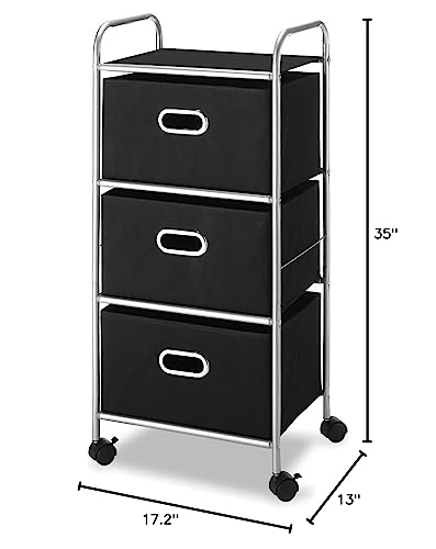 Whitmor 3 Drawer Rolling Cart - Home and Office Storage Organizer