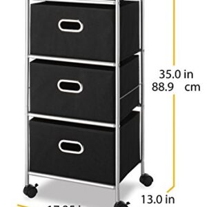 Whitmor 3 Drawer Rolling Cart - Home and Office Storage Organizer