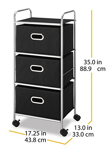 Whitmor 3 Drawer Rolling Cart - Home and Office Storage Organizer