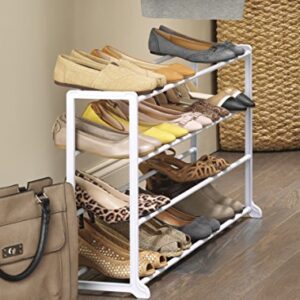 Whitmor 4 Tier 20 Pair Floor Shoe Rack - White