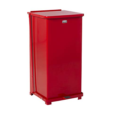 Rubbermaid Commercial Products Defenders Step-On Trash Can with Plastic Liner, 24-Gallon, Red, Good with Infectious Waste in Doctors Office/Hospital/Medical/Healthcare Facilities