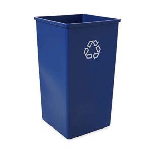 rubbermaid commercial products 50-gallon untouchable square trash/garbage can for offices/stores/restaurants, blue recycling (fg395973blue)