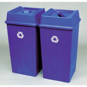 Rubbermaid Commercial Products 50-Gallon Untouchable Square Trash/Garbage Can for Offices/Stores/Restaurants, Blue Recycling (FG395973BLUE)