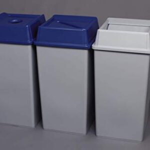 Rubbermaid Commercial Products 50-Gallon Untouchable Square Trash/Garbage Can for Offices/Stores/Restaurants, Blue Recycling (FG395973BLUE)