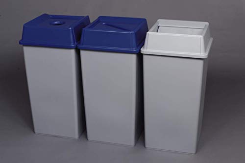 Rubbermaid Commercial Products 50-Gallon Untouchable Square Trash/Garbage Can for Offices/Stores/Restaurants, Blue Recycling (FG395973BLUE)