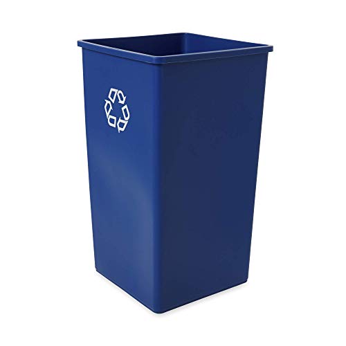 Rubbermaid Commercial Products 50-Gallon Untouchable Square Trash/Garbage Can for Offices/Stores/Restaurants, Blue Recycling (FG395973BLUE)